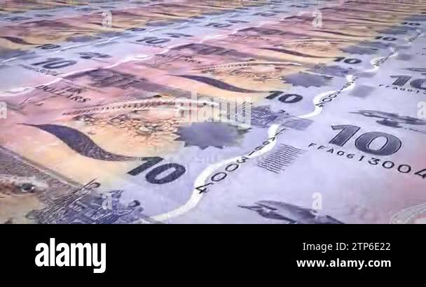 Banknotes of ten fijian dollars of Fiji rolling, cash money, loop Stock ...