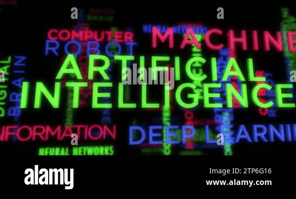 Artificial intelligence kinetic text abstract concept loop animated. Deep machine learning and ...