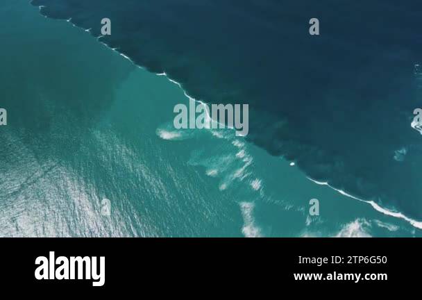 Boundary zone in the Atlantic Ocean. Aerial view of the dividing line ...