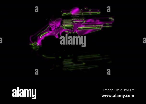 Futuristic technology concept, 3D model pistol with sight scanning ...