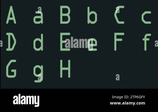 white system alphabet green set letters and numbers typing on tube display flat blink cursor ...