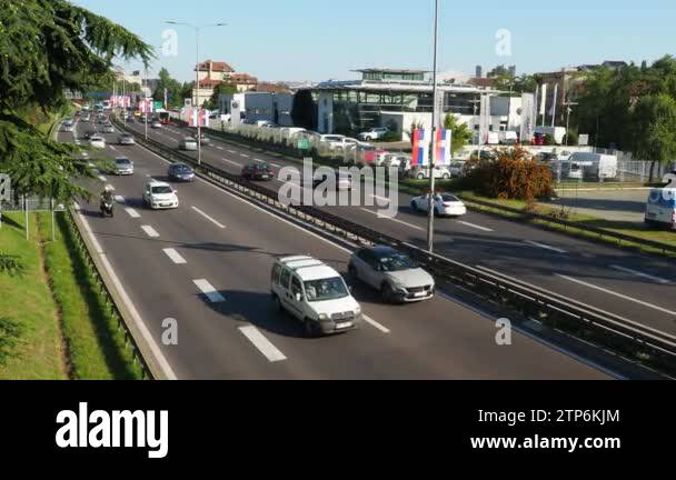 Belgrade Serbia 9.9.23 View from pedestrian bridge between Gucevska ...