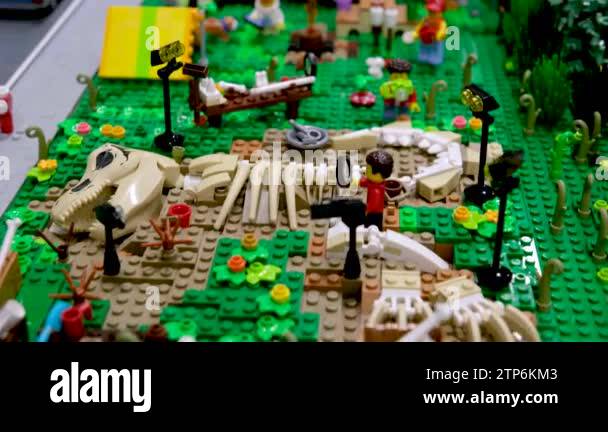 a city completely made of Lego blocks houses cars streets trains trams ...