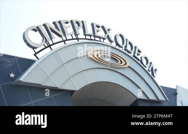 cineplex odeon sign logo on front top of threatre theatre outside ...