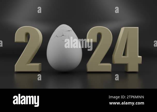 3d animation of the date of the 2024 new year and the coronavirus that ...