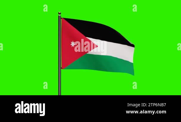3D Rendered Jordan National Flag Waving Animation with Realistic Wind ...