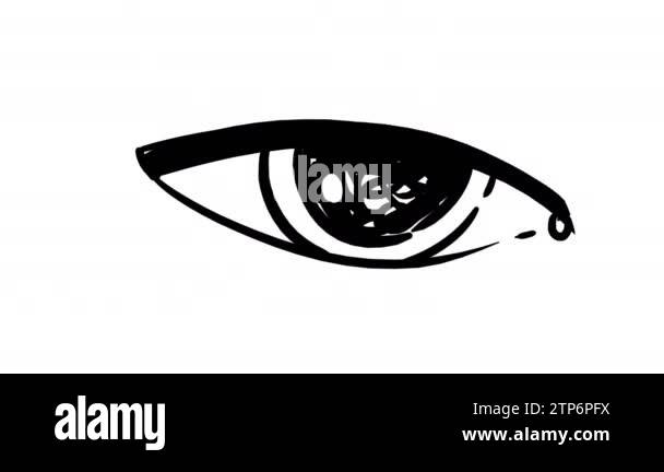 Animation of a flirtatious painted eye on a white background. A symbol ...
