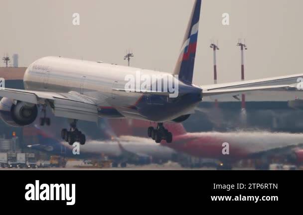 MOSCOW, RUSSIAN FEDERATION - JULY 29, 2021: Widebody passenger jet ...
