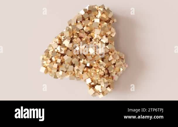 Golden, animated number four on beige background. Sparkling symbol 4 ...