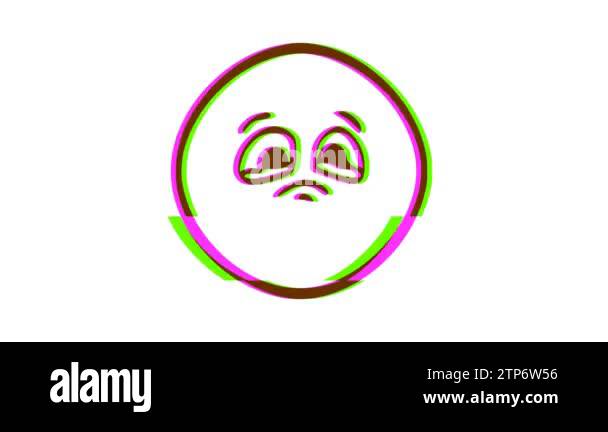 Sad emoticon with glitch effect. Cartoon face animation, Emoji motion ...