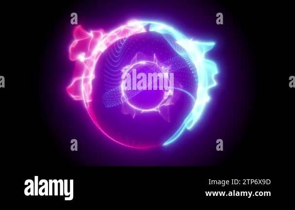 Holographic sphere with blue-red particles. Stock animation of visual ...