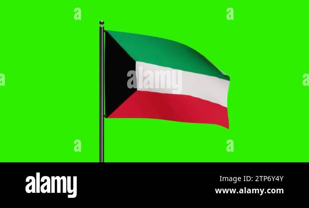 3D Rendered Kuwait National Flag Waving Animation with Realistic Wind ...