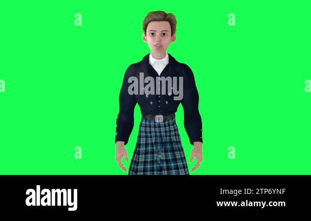 3d jewish boy talking front angle isolated green screen 3d people ...