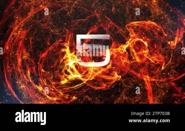 Five Seconds Countdown Timer with abstract fire burst energy background ...
