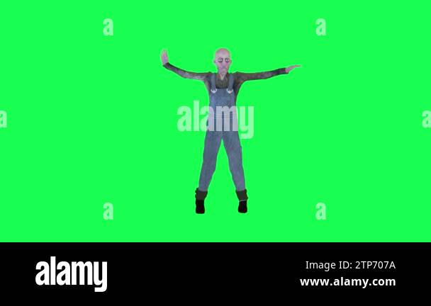 3D cartoon farmer dancing samba isolated front angle green screen 3d ...