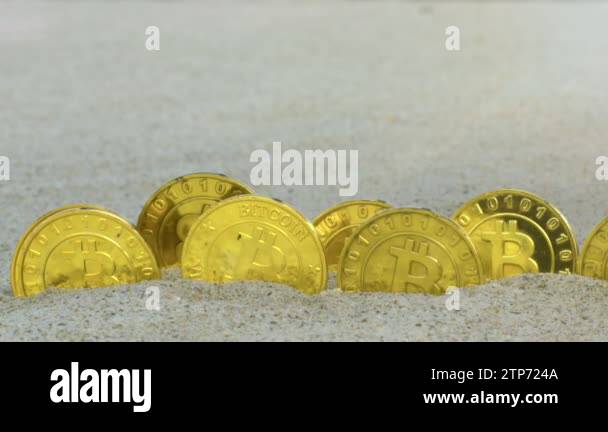 macro girl hand fingers pick up magnificent bitcoin real models from ...