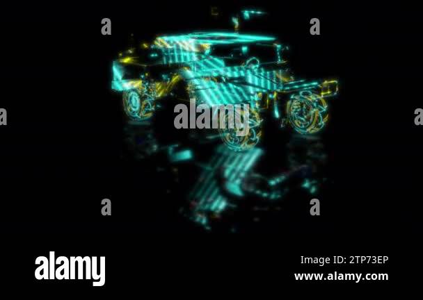 Futuristic technology concept, 3D model suv miltary vechical truck car ...
