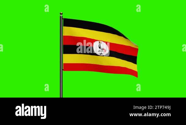 3D Rendered Uganda National Flag Waving Animation with Realistic Wind ...