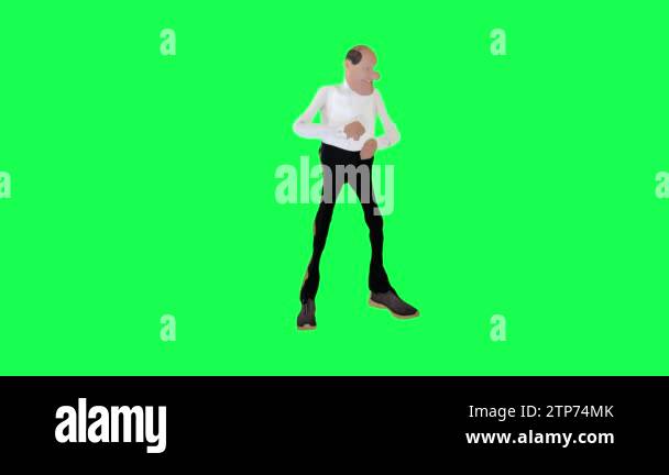 Tall skinny 3d bald animated man talking smoking front angle isolated ...