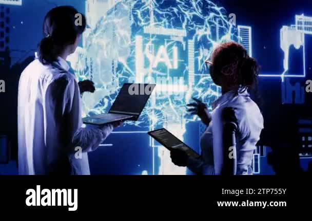 African american engineer and coworker develop artificial intelligence ...