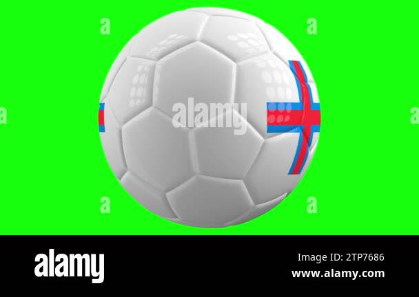 Very realistic isolated spinning soccer ball with the flag of Faroe ...