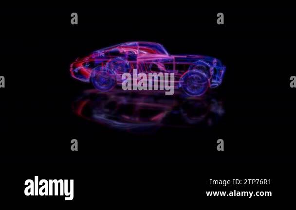 Futuristic technology concept, 3D model classic car scanning, effect ...