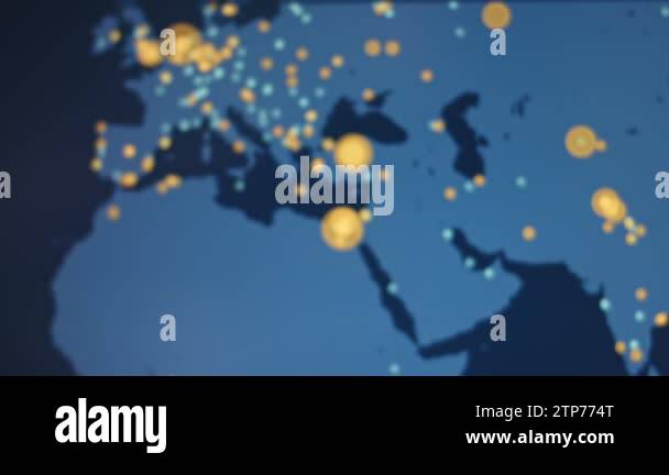 Criminal Hacker using computer pointing to a world map for organizing ...