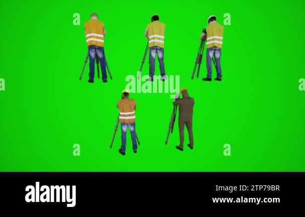 3d green screen construction workers photographing and filming ...