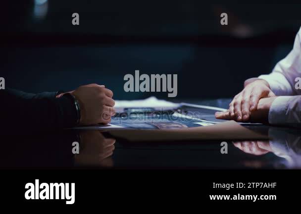 4K Criminal in handcuffs being interrogated by police officer Stock ...