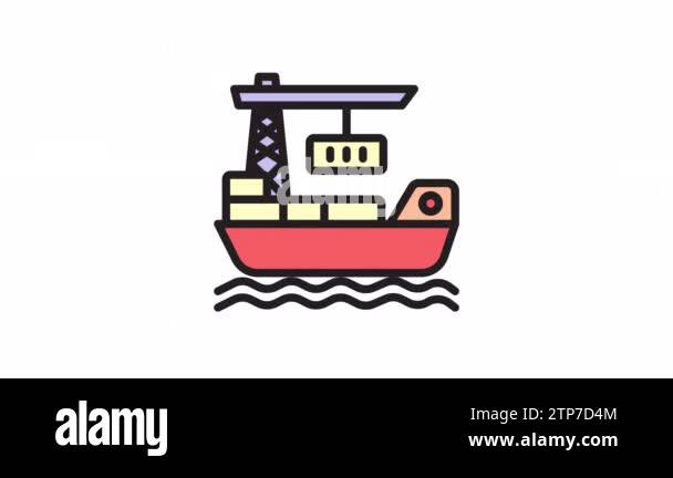 Cargo Ship, Global Logistic animated icon on transparent background ...