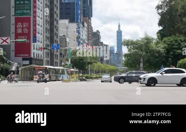 July27,2023.Taipei,Taiwan.street view at intersection with pedestrian ...