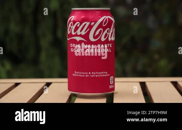 coca cola original taste can coke soda pop outdoors outside on light ...