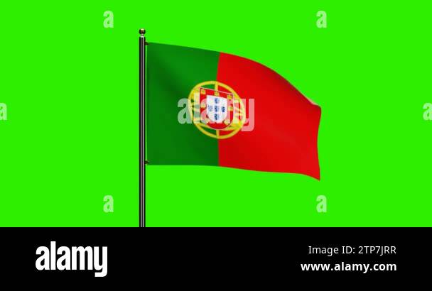 3D Rendered Portugal National Flag Waving Animation with Realistic Wind ...