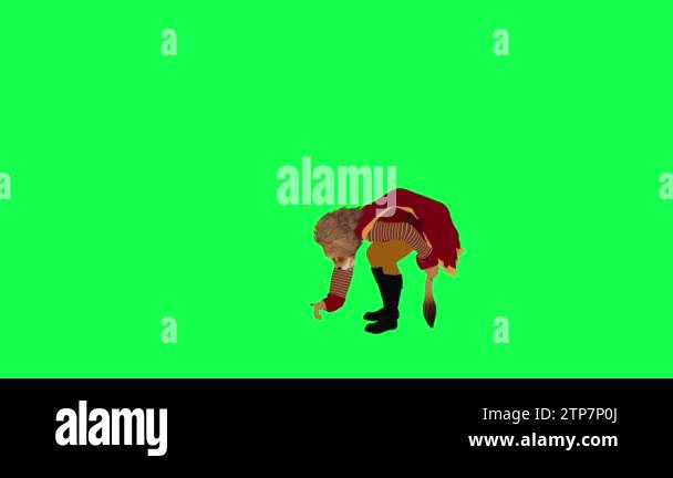 3D animated lion throwing stones isolated right angle green screen ...