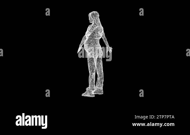 3D Expectant mother rotates on black background. Pregnancy and ...
