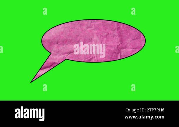 Speech bubble on green screen chroma key background. Animated pink ...