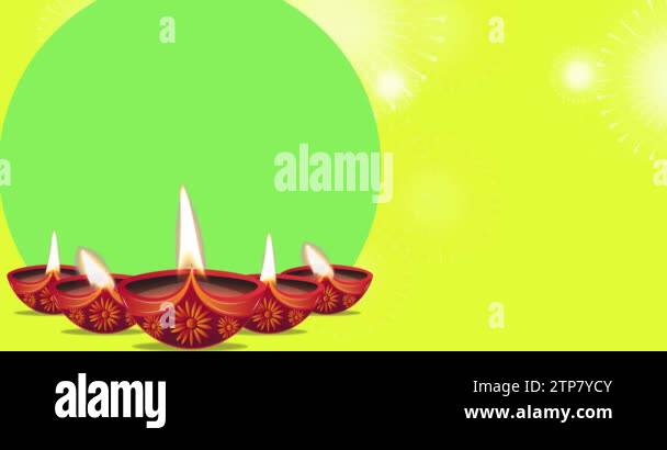 Motion animation greetings of Diwali celebration with circular green ...