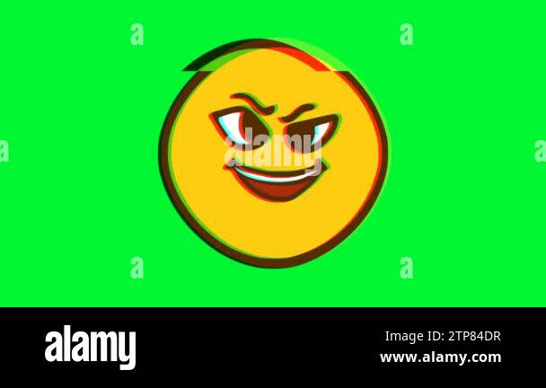 Sneaky face emoticon with glitch effect. Cartoon face animation, Emoji ...