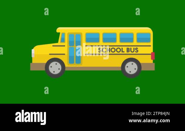 Vector School Bus Green Box Loop Animation Stock Video Footage - Alamy