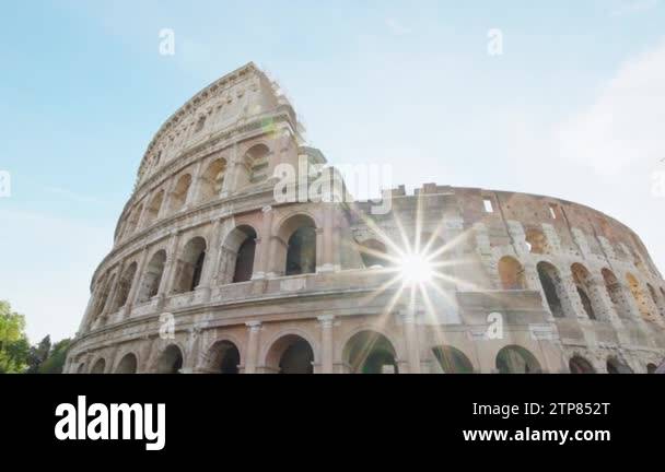 Peaceful atmosphere in the morning in Rome, Italy. Panoramic landscape ...