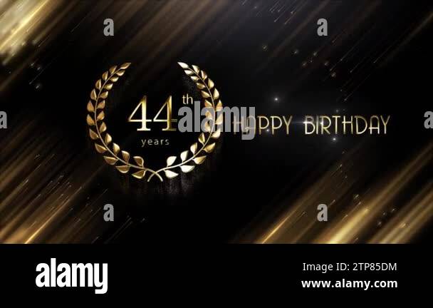 Happy 44th birthday banner, golden background with golden wreath, happy ...
