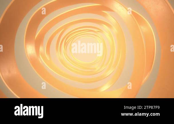 Endless Golden Spiral Ribbon Tunnel Flythrough.Abstract yellow swirl ...