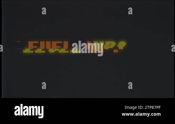 retro videogame LEVEL UP text on computer old tv vhs glitch ...