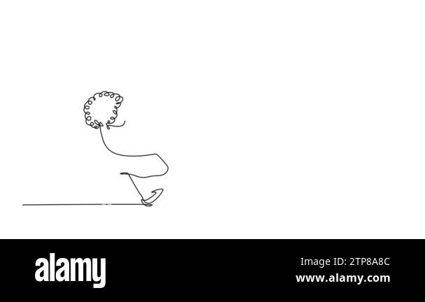 Animated Self Drawing Of Continuous Line Draw Top View Of Cute