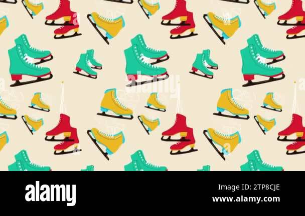 Colorful ice skates for figure skating in winter animation Loop ...