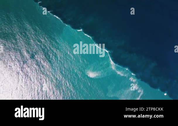 Boundary zone in the Atlantic Ocean. Aerial view of the dividing line ...