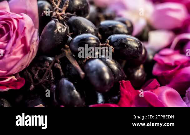 Rose and Grapes - Facepack - HD - 30 fps - bunch of fresh black and ...