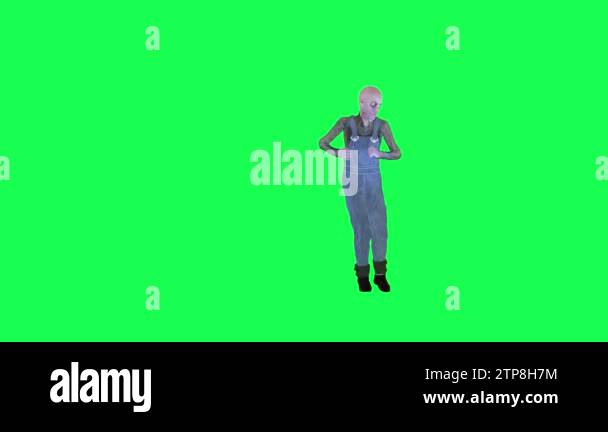 3d scary zombie man green screen left angle dancing and spinning 3d ...