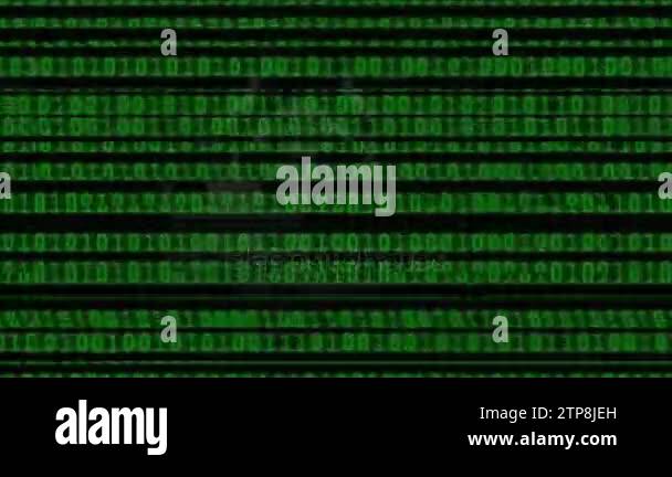 Wall of Green Binary Code.Computer Data Error.Abstract Vhs Noise.Error ...