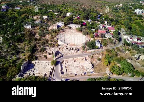 Amphitheater in ancient city of the Agora.Sebaste Antik Kenti. Dramatic ...